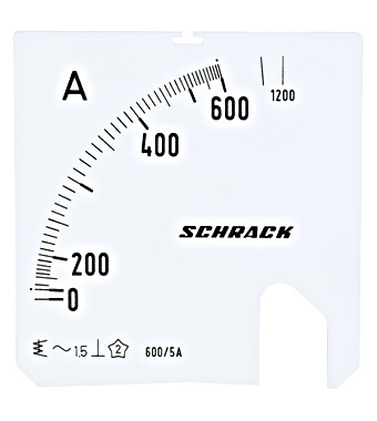 Zamenljiva skala ampermetra 600/1200/5A AC,72x72
Izvedba/tip Prednja tabla, Merno područje 600A, za Ampermetar (5A-strujni mjerni trafo)