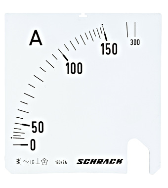 Zamenljiva skala ampermetra 150/300/5A AC,96x96
Izvedba/tip Prednja tabla, Merno područje 150A, za Ampermetar (5A-strujni mjerni trafo)