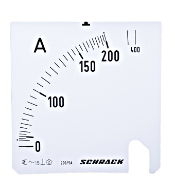 Zamenljiva skala ampermetra 200/400/5A AC,96x96
Izvedba/tip Prednja tabla, Merno područje 200A, za Ampermetar (5A-strujni mjerni trafo)