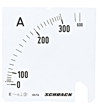 Zamenljiva skala ampermetra 300/600/5A AC,96x96
Izvedba/tip Prednja tabla, Merno područje 300A, za Ampermetar (5A-strujni mjerni trafo)