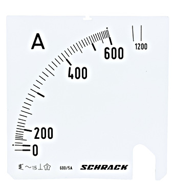 Zamenljiva skala ampermetra 600/1200/5A AC,96x96
Izvedba/tip Prednja tabla, Merno područje 600A, za Ampermetar (5A-strujni mjerni trafo)