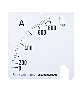 Zamenljiva skala ampermetra 800/1600/5A AC,96x96
Izvedba/tip Prednja tabla, Merno područje 800A, za Ampermetar (5A-strujni mjerni trafo)