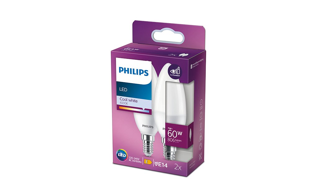 Sijalica Philips LED 7W (60W) E14 806 lm 4000K SET 2/1