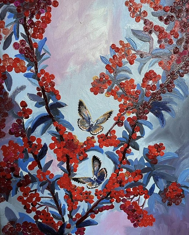 “Butterfly in love” Teh. Ulje na platnu 40x60cm