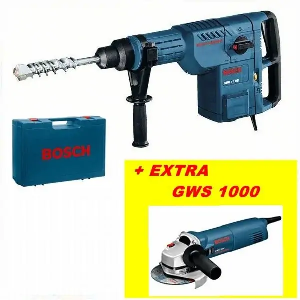 Elektropneumatska bušilica - čekić GBH 11 DE 1500W Proffesional + Ugaona brusilica GWS 1000 BOSCH