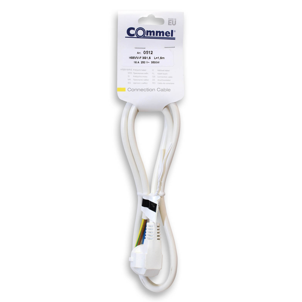 Commel Priključni kabel 16 A, 1,5m H05VV-F 3G1,5 – C 0512