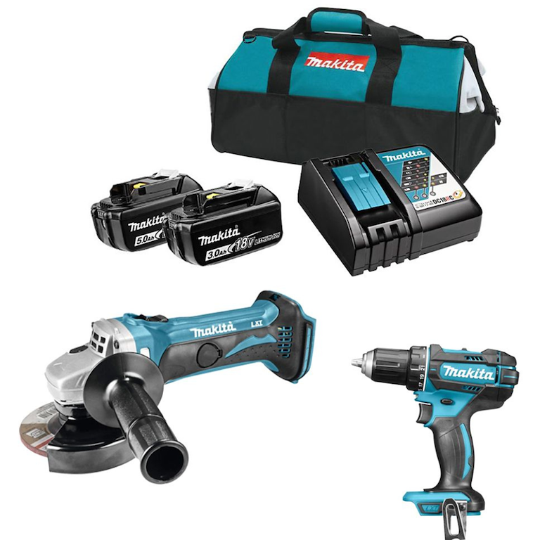 Makita Set alata Brusilica DGA452Z+ Bušilica DDF482Z+BL1830B+BL1850B+DC18RC+TORBA 831271-6, SET3