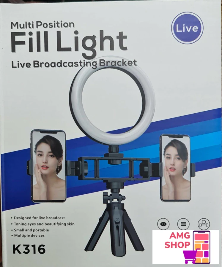 Led svetlo sa dva držača za telefone K316 - Ring light - Led svetlo sa dva držača za telefone K316 - Ring light