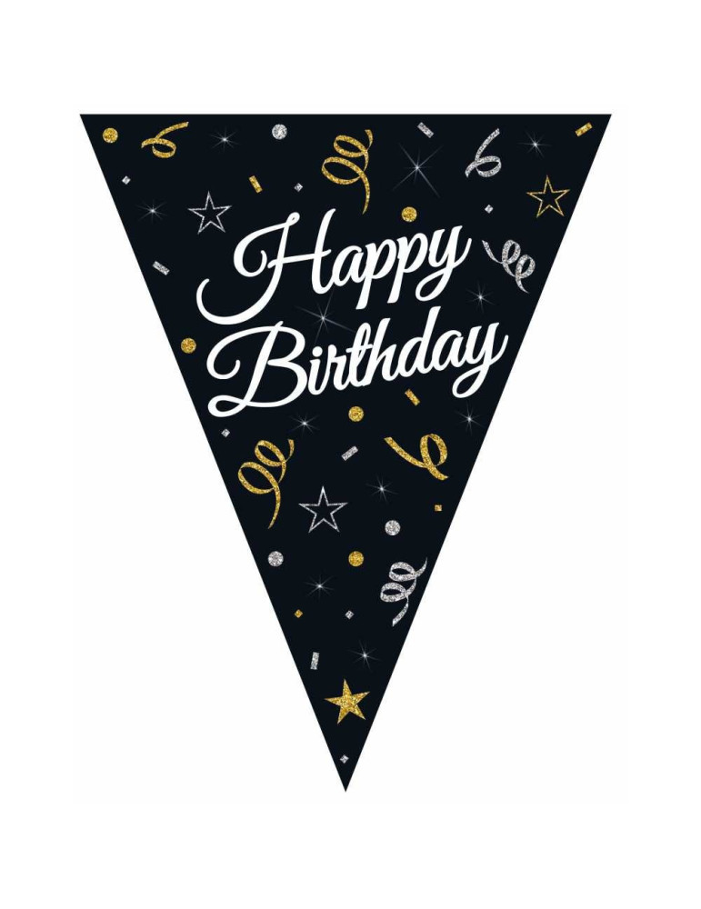 Happy birthday crni baner - 11 zastavica