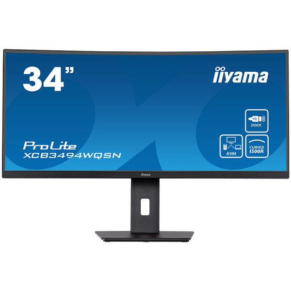 iiyama 34'' ETE UW IPS-panel, 3440x1440 120Hz, 300cdm˛, 0,4ms MPRT, Speakers, USB-C Dock (LAN, DP-Out, 65W PD), DisplayPort, HDMI, KVM, USB3