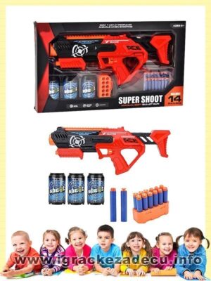 Nerf pistolj sa tri limenke i mekanim metkicima