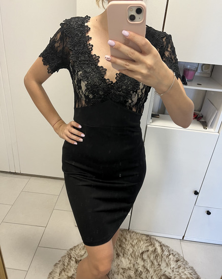 Crna cipkasta haljina Novo