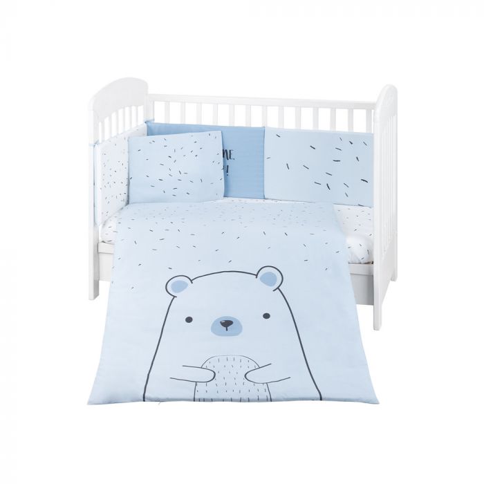 Kikka Boo Posteljina sa ogradicom za bebi krevetac 6 pcs 60x120cm Bear with Me Blue KKB60115