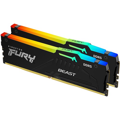 Kingston 64GB (2x32GB) DDR5 5200MT/s CL36 FURY Beast Black RGB memorija | KF552C36BBEAK2-64