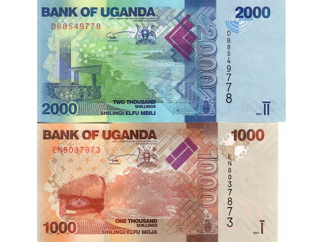 UGANDA lot 1000 i 2000 Shillings 2021 UNC, P-49,50