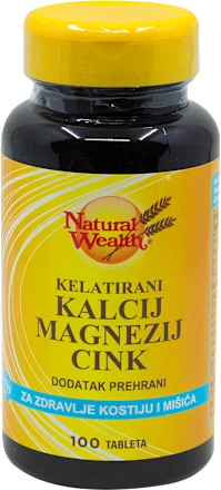 Natural Wealth
KALCIJUM, MAGNEZIJUM, CINK - DIDATAK PREHRANI, 110 g
Dodatak ishrani
