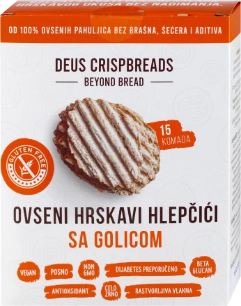 DEUS CRISPBREADS
OVSENI HRSKAVI HLEPČIĆI SA GOLICOM, 150 g