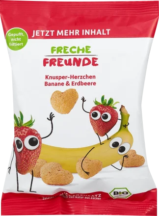 FRECHE FREUNDE
Flips od kukuruza sa jagodom i bananom, od 1.godine, 30 g
Dodatak ishrani