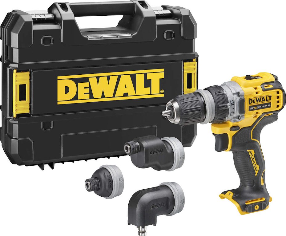 DeWalt akumulatorska bušilica odvijač DCD703NT + 4 dodatne stezne glave