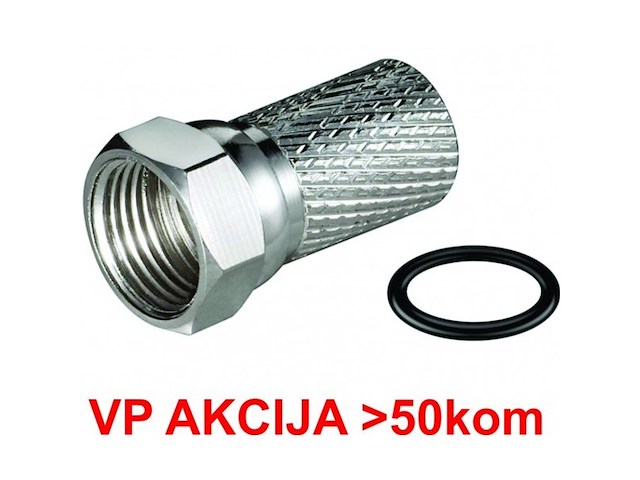 CON-FC-001RING **  F male connector for RG6 cable, 6.6mm, Zinc,with water proof ring - min.25kom(9)