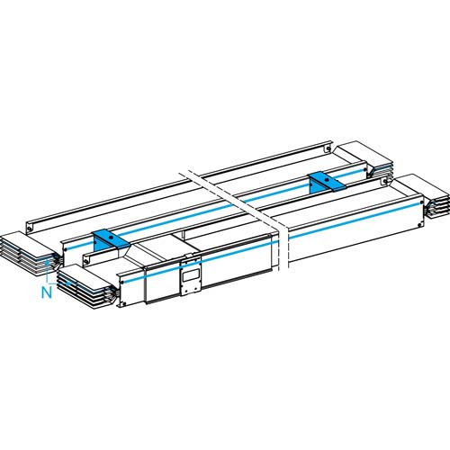 SE Straight distribution length Canalis KTA aluminium 5000A 3L+N+PER(Cu) high Icw fixed length 4m 3 outlets RAL9001