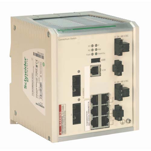 SE ConneXium Extended Managed Switch – 6 ports for copper + 2 ports for fiber optic single-mode