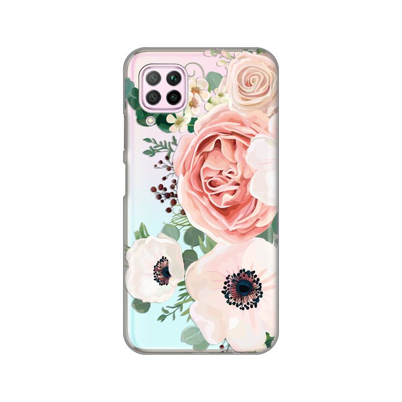 Maskica Silikonska Print Skin za Huawei P40 Lite/Nova 6 SE Luxury Pink Flowers