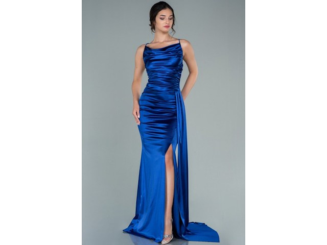 Plava satenska haljina