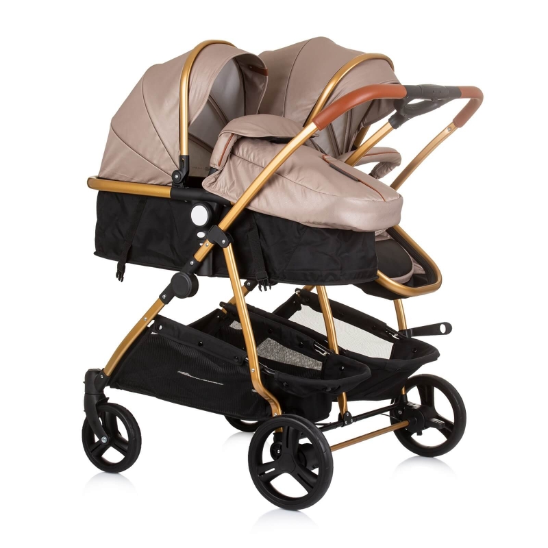 Chipolino Duo Smart blizanačka kombinovana kolica 3u1 Golden Beige