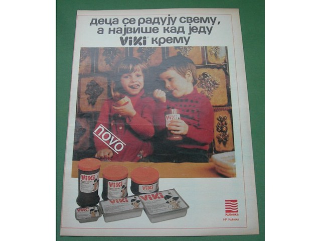 Viki krem Kolinska Ljubljana, novinska reklama