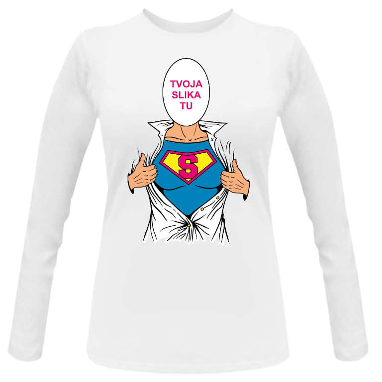 Pamučna ženska majica sa tvojom slikom - "Super žena"