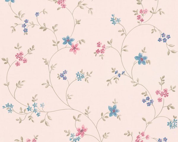 A.S. CRÉATION WALLPAPER «COTTAGE, FLORAL, BLUE, CREAM, GREEN, PINK» 390711