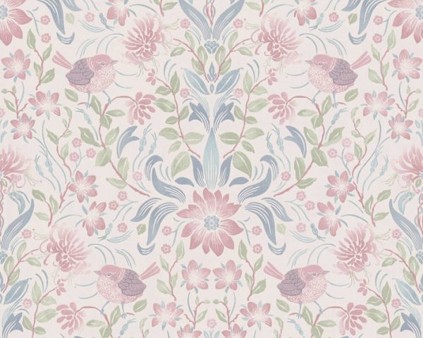 A.S. CRÉATION WALLPAPER «COTTAGE, FLORAL, BLUE, CREAM, GREEN, PINK» 390753