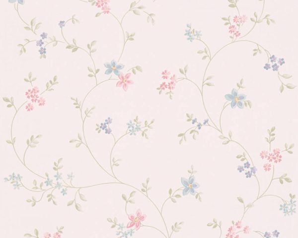 A.S. CRÉATION WALLPAPER «COTTAGE, FLORAL, BLUE, GREEN, PINK, WHITE» 390712