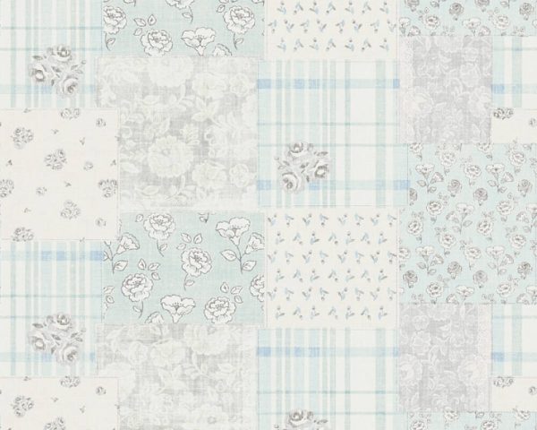 A.S. CRÉATION WALLPAPER «COTTAGE, FLORAL, BLUE, GREY, WHITE» 390664