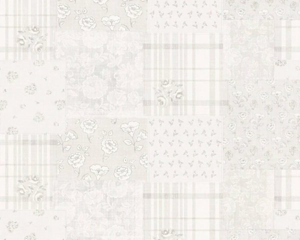 A.S. CRÉATION WALLPAPER «COTTAGE, FLORAL, CREAM, GREY, WHITE» 390662