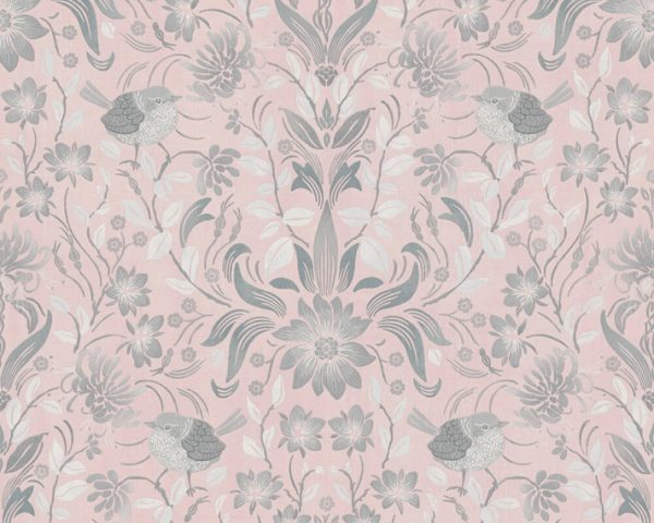 A.S. CRÉATION WALLPAPER «COTTAGE, FLORAL, GREY, PINK, WHITE» 390752