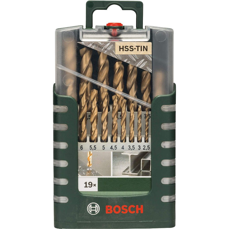 Bosch Set burgija za metal HSS-TiN, DIN 338, 19 delova, 2609255134