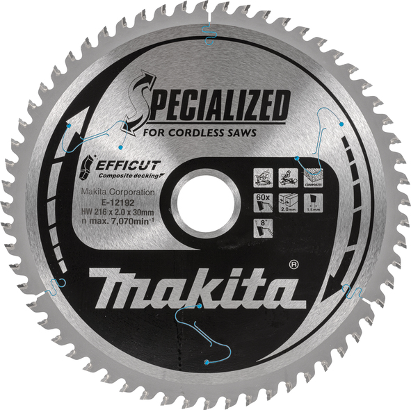 Makita List za testeru od tvrdog metala EFFICUT 216x30x60T, E-12192