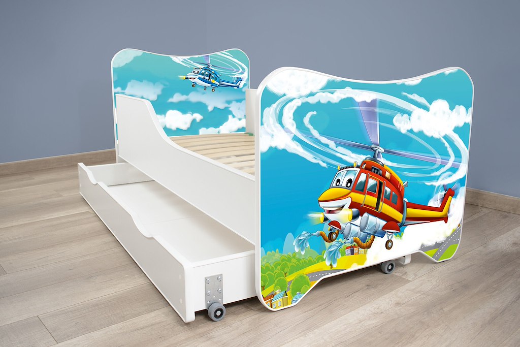 Dečiji krevet 160x80 cm HAPPY KITTY+fioka HELICOPTER