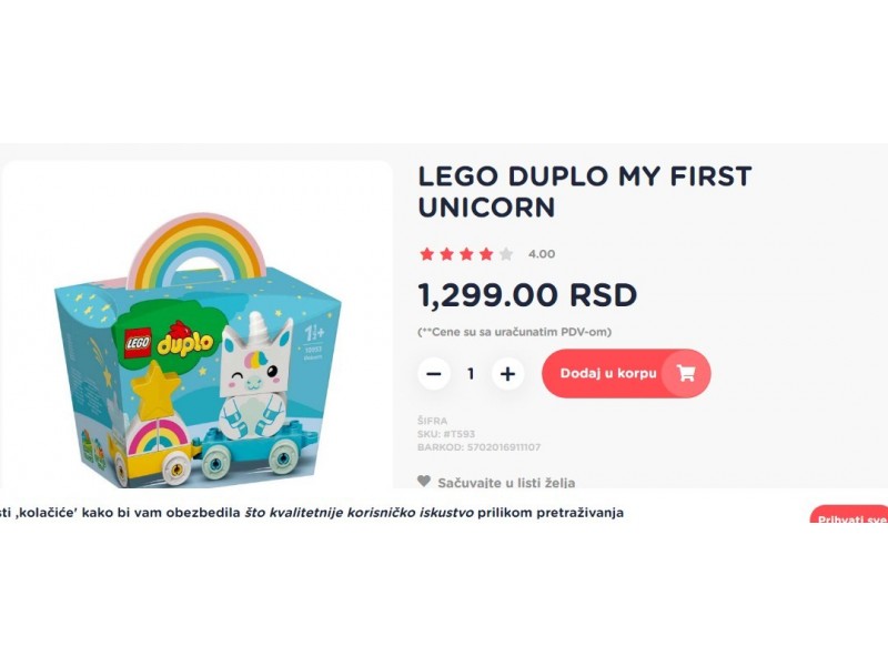 LEGO DUPLO MY FIRST UNICORN ZA BEBE