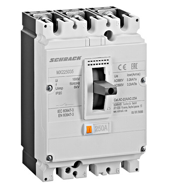 Kompaktna teretna sklopka MX2, 3p, 250A
Mogućnost ugr. pom. kont., podnap. i dalj. okidača. Naz. kratkos. ukl. moć Icm = 5kA pri 415V 50/60Hz. U skladu sa IEC/EN 60947-3.