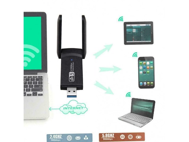 2.4G 5G Dual Band Wi-Fi 1200Mbps USB Wireless mrežna ka