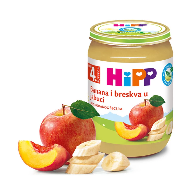 Hipp kaša banana/breskva u jabuci 190 g