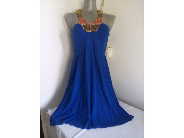Amisu plava haljina bez ledja sa perlama 42