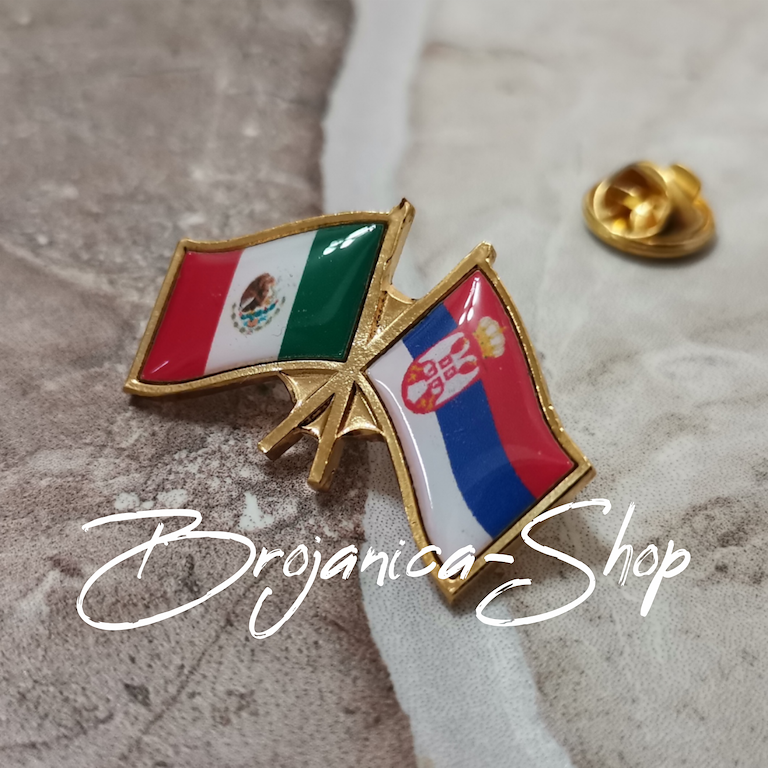 Značka zastave Srbija – Meksiko u pozlati