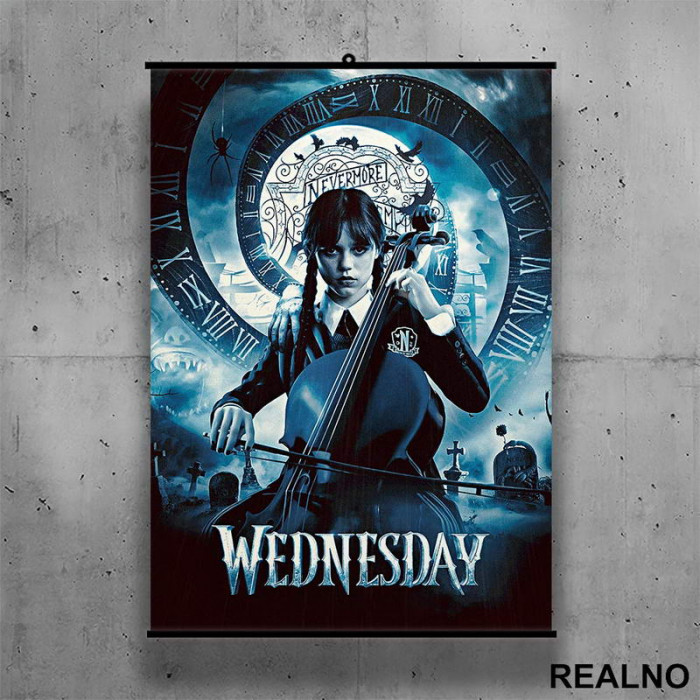 PLAYING A CELLO - BLUE - WEDNESDAY - SREDA - POSTER SA NOSAČEM