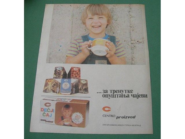 Centro proizvod C čajevi, stara novinska reklama