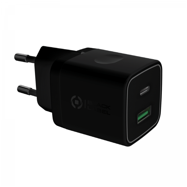 CELLY Punjač adapter, 20W, USB A+Type C, crna