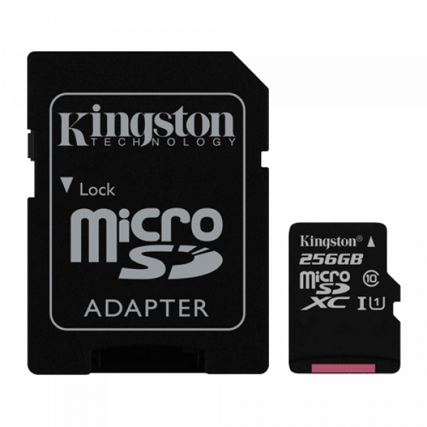 Micro SD Card 256GB Kingston + SD adapter SDCS2/256GB class 10